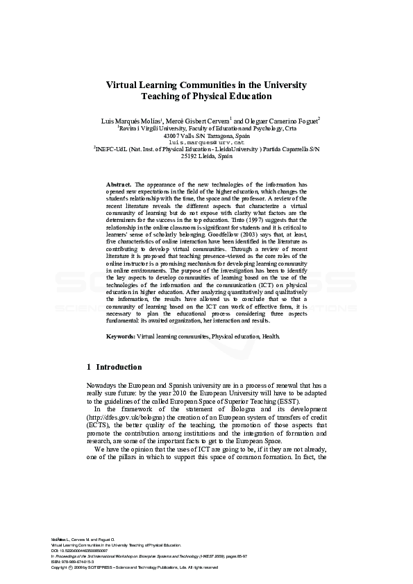 (PDF) Virtual Learning Communities in the University Teaching of ...