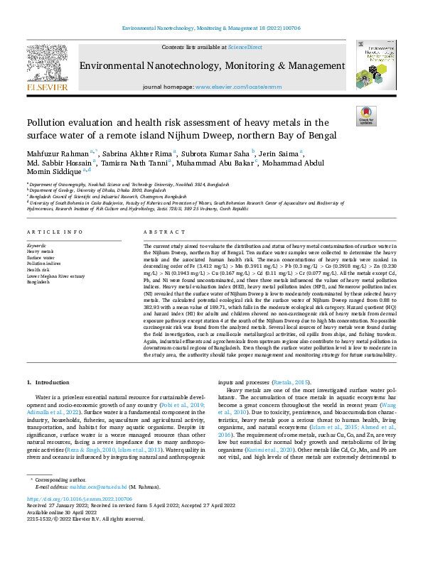 (PDF) Pollution evaluation and health risk assessment of heavy metals ...