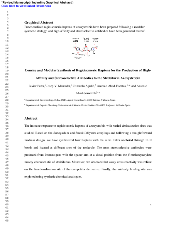 (PDF) Concise and modular synthesis of regioisomeric haptens for the ...