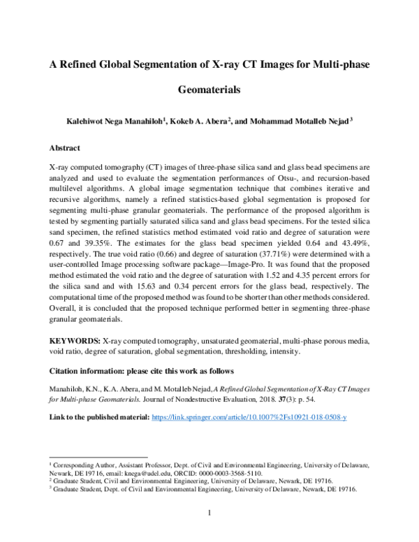 (PDF) A Refined Global Segmentation of X-Ray CT Images for Multi-phase Geomaterials