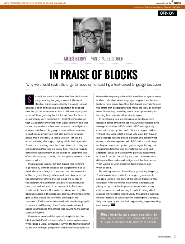 (PDF) In praise of blocks