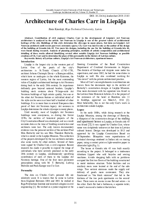 (PDF) Architecture of Charles Carr in Liepāja