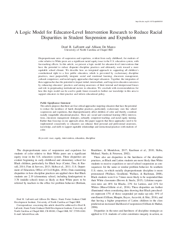 (PDF) A logic model for educator-level intervention research to reduce ...