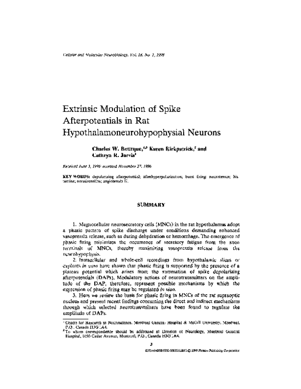 (PDF) Extrinsic Modulation of Spike Afterpotentials in Rat ...