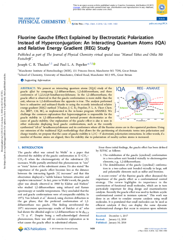 (PDF) Fluorine Gauche Effect Explained by Electrostatic Polarization ...