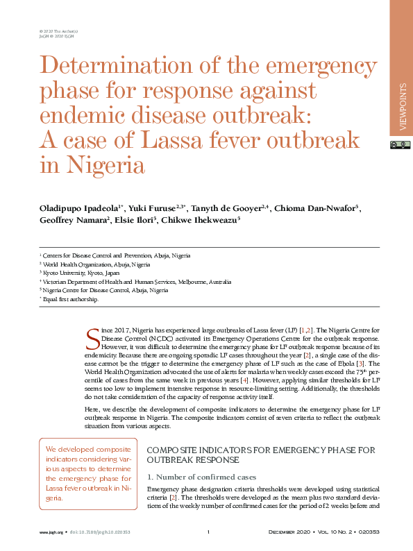 (PDF) Determination of the emergency phase for response against endemic ...