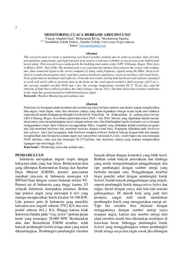 Pdf Monitoring Cuaca Berbasis Arduino Uno