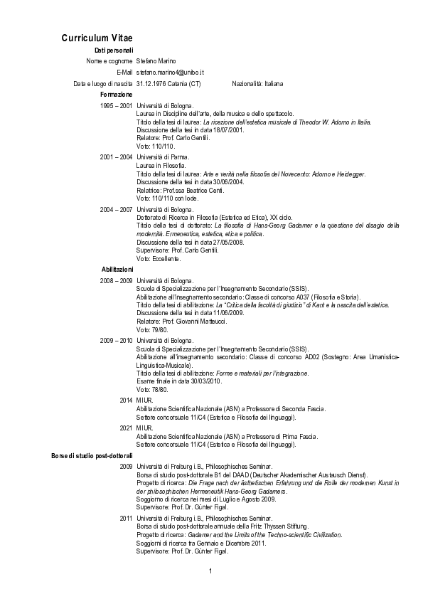 (PDF) Curriculum Vitae