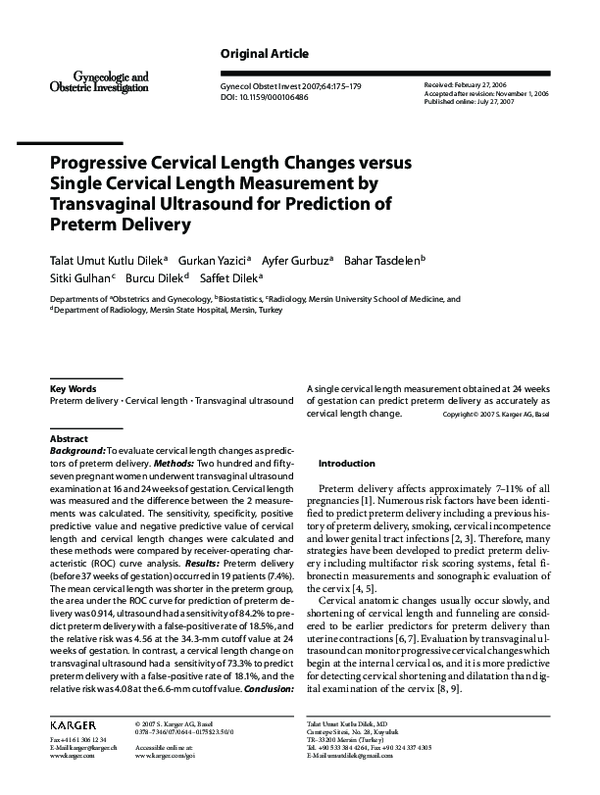 (PDF) Progressive Cervical Length Changes versus Single Cervical Length ...