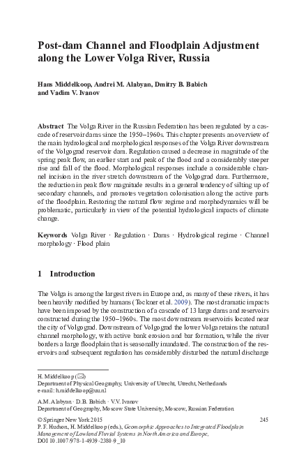 (PDF) Post-dam Channel and Floodplain Adjustment along the Lower Volga ...