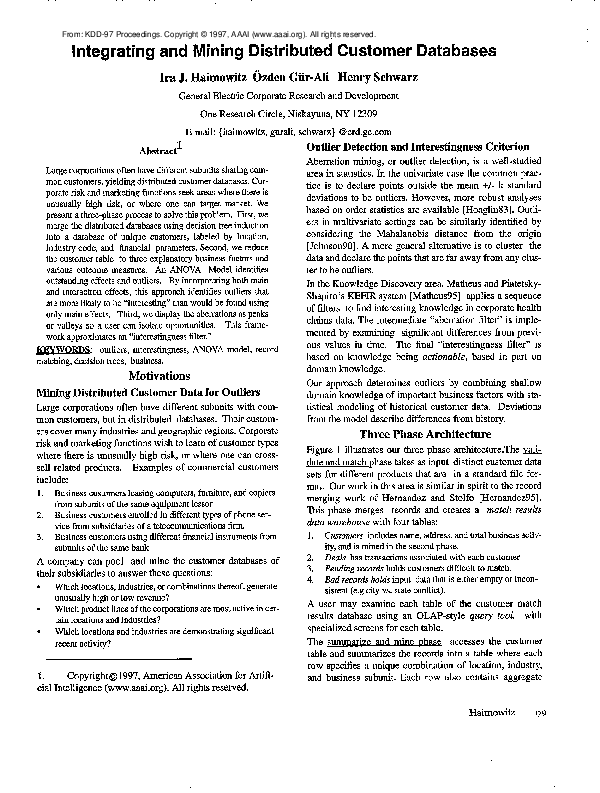 (PDF) Integrating and Mining Distributed Customer Databases