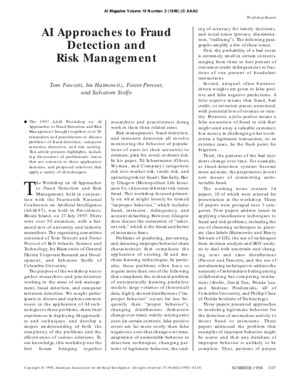 (PDF) AI Approaches to Fraud Detection and Risk Management