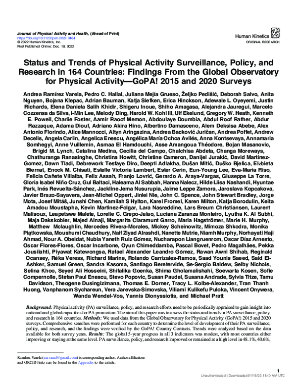 (PDF) Status and Trends of Physical Activity Surveillance, Policy, and ...