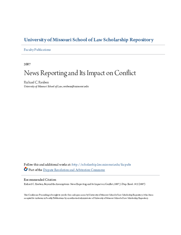 (PDF) News Reporting and Its Impact on Conflict