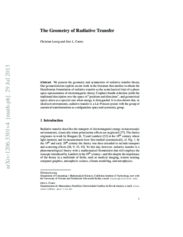 (PDF) The Geometry of Radiative Transfer