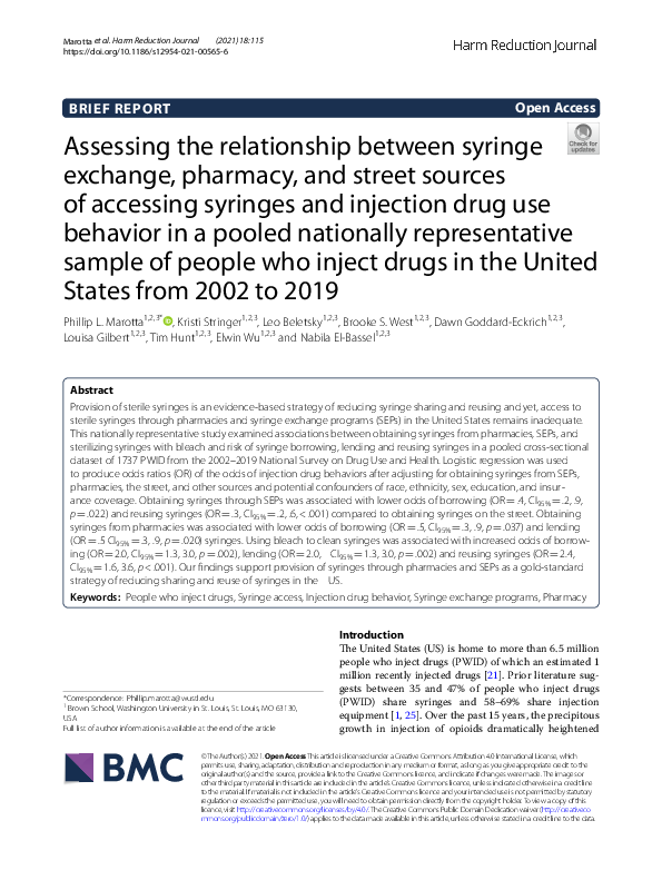 (PDF) Assessing the relationship between syringe exchange, pharmacy ...