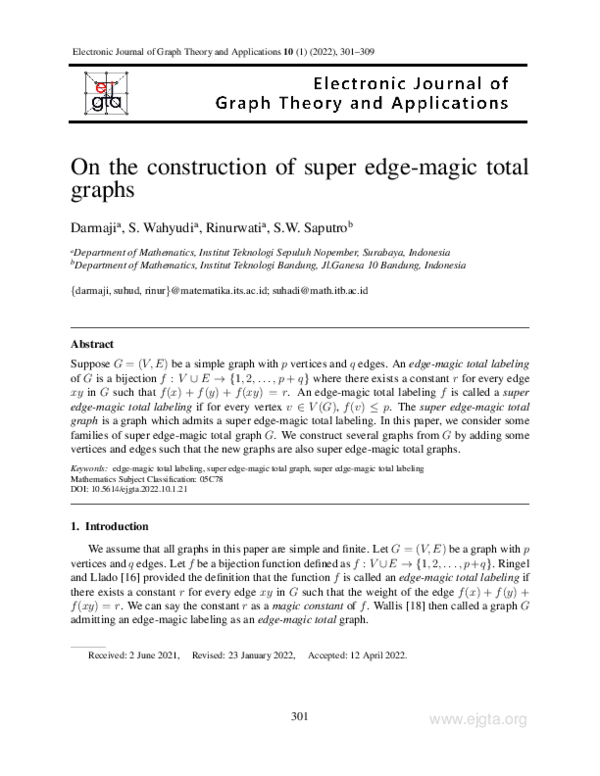 (PDF) On the construction of super edge-magic total graphs