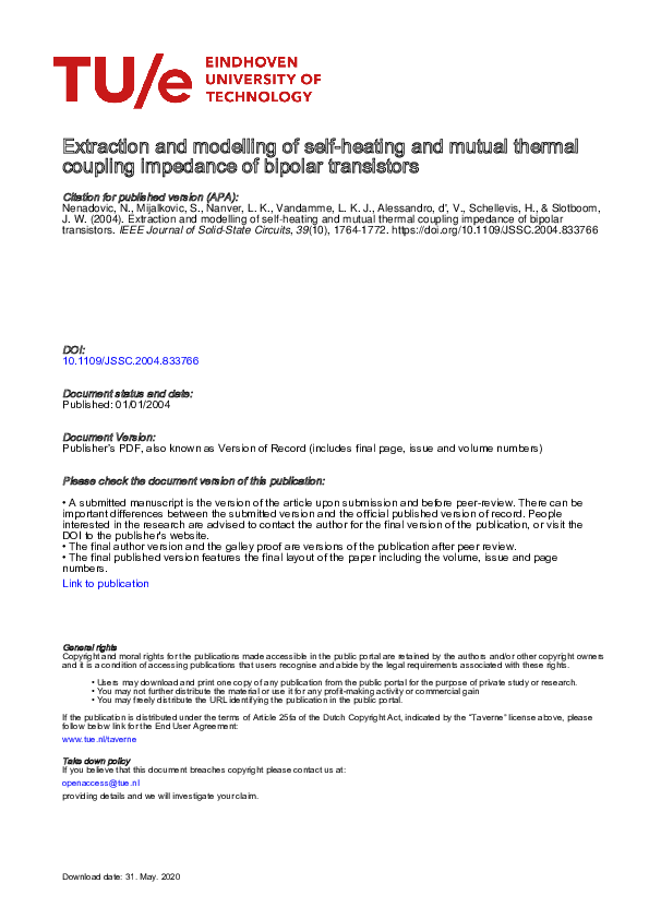 (PDF) Extraction and modelling of self-heating and mutual thermal ...