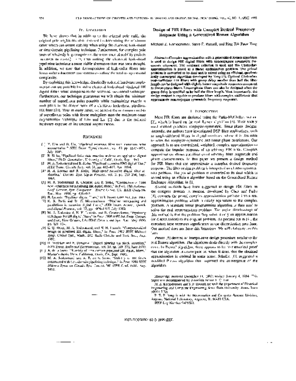 (PDF) Design of FIR filters with complex desired frequency response ...
