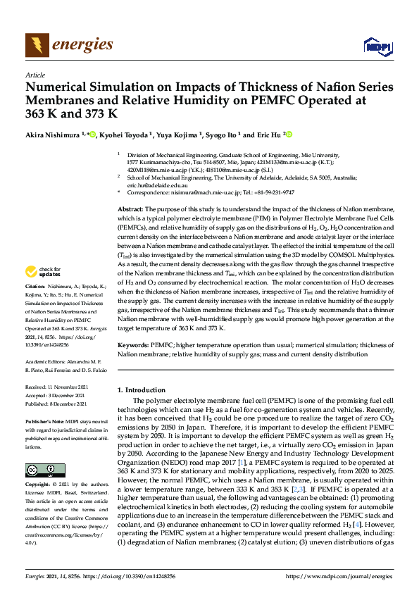 (PDF) Numerical Simulation on Impacts of Thickness of Nafion Series ...