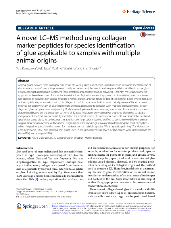 (PDF) LC-MS Method for Identifying Animal Glue Sources