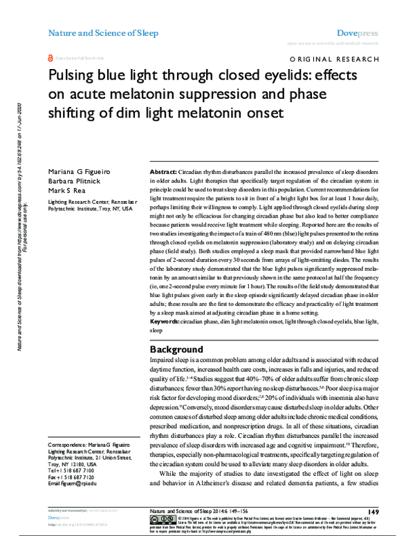 (PDF) Pulsing blue light through closed eyelids: effects on acute ...