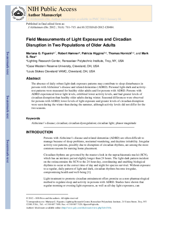 (PDF) Field measurements of light exposures and circadian disruption in ...