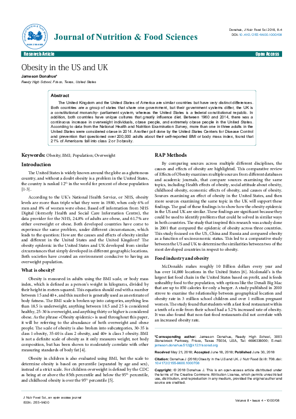 (PDF) Obesity in the US and UK