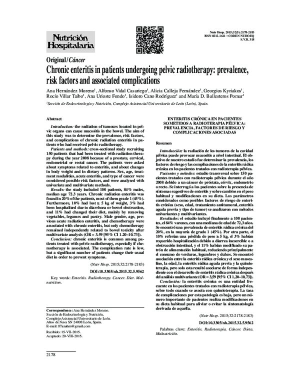 (PDF) Chronic Radiation Enteritis After Pelvic Radiotherapy
