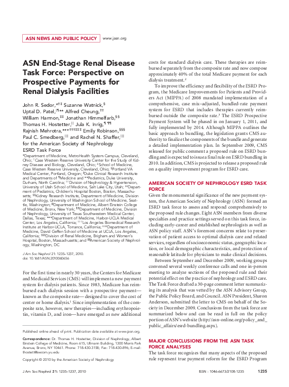 (PDF) ASN End-Stage Renal Disease Task Force: Perspective on ...