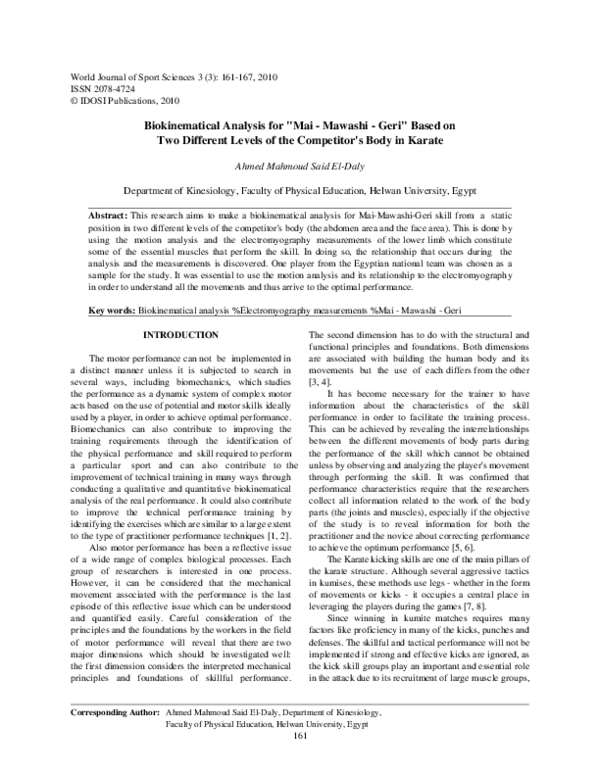 (PDF) Biokinematical Analysis for" Mai-Mawashi-Geri" Based on Two Different Levels of the ...