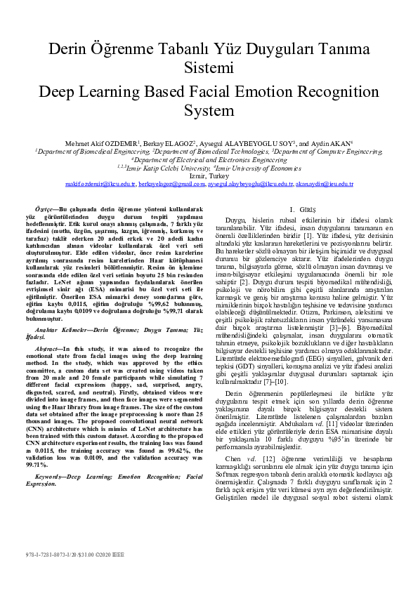 (PDF) Deep Learning Based Facial Emotion Recognition System