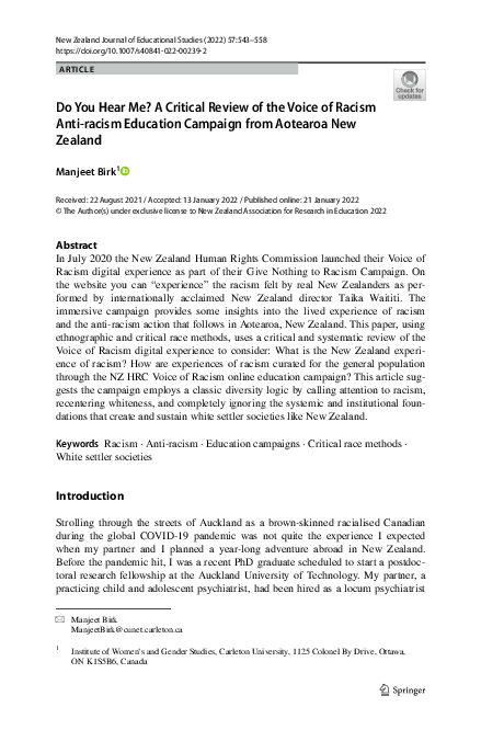 (PDF) Do You Hear Me? A Critical Review of the Voice of Racism Anti ...