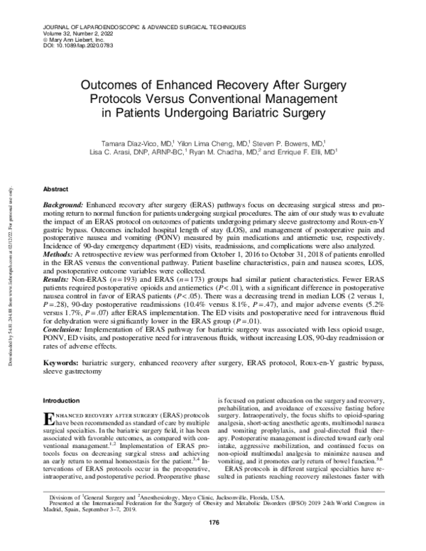 (PDF) Outcomes of Enhanced Recovery After Surgery Protocols Versus ...