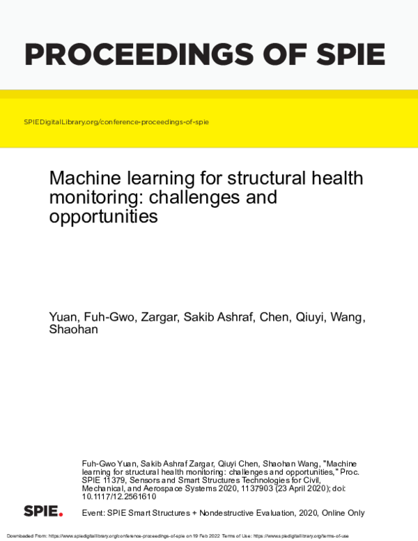 (PDF) Machine learning for structural health monitoring: challenges and opportunities