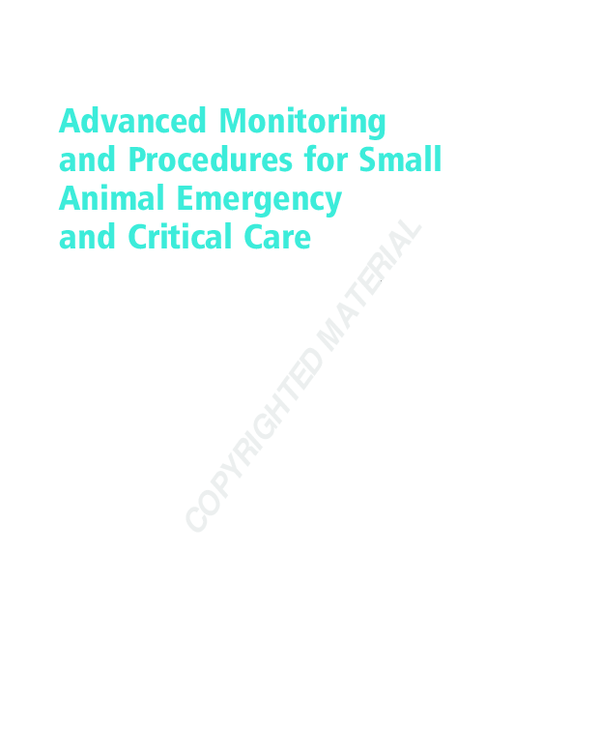 (PDF) Advanced Monitoring and Procedures for Small Animal Emergency and Critical Care