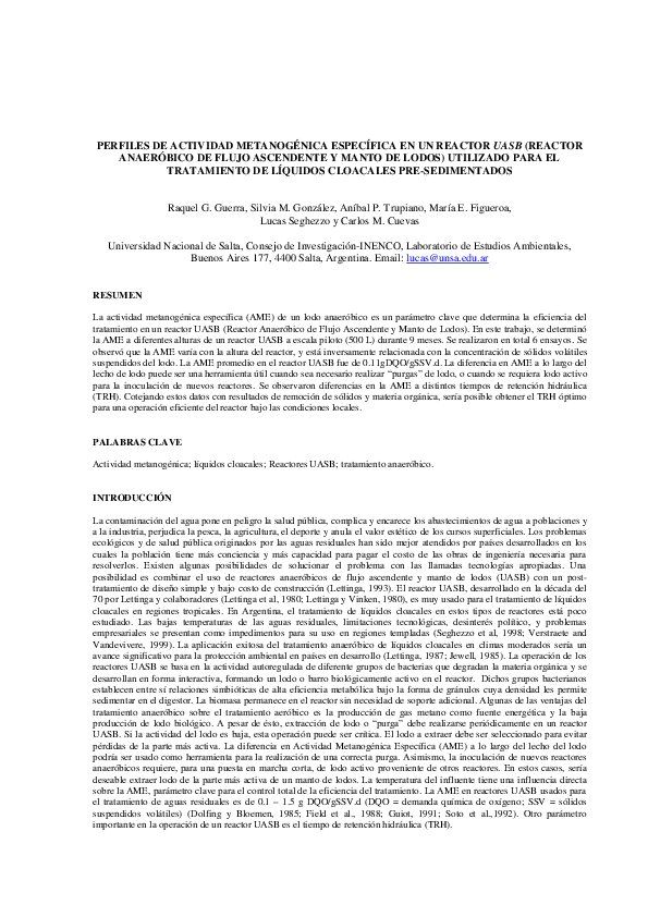 (PDF) Perfiles de actividad metanogénica específica en un reactor UASB ...