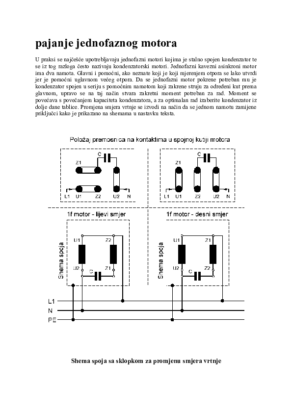 (DOC) spajanje jednofaznog motora