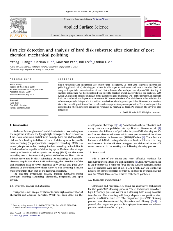 (PDF) Particles detection and analysis of hard disk substrate after ...