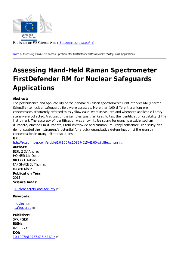 (PDF) Assessing hand-held Raman spectrometer FirstDefender RM for ...