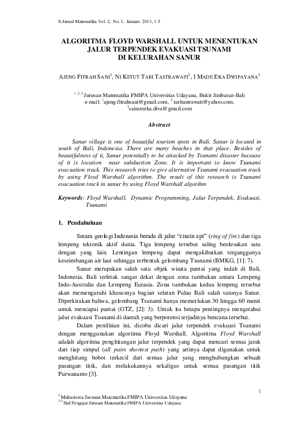 (PDF) Algoritma Floyd Warshall Untuk Menentukan Jalur Terpendek ...
