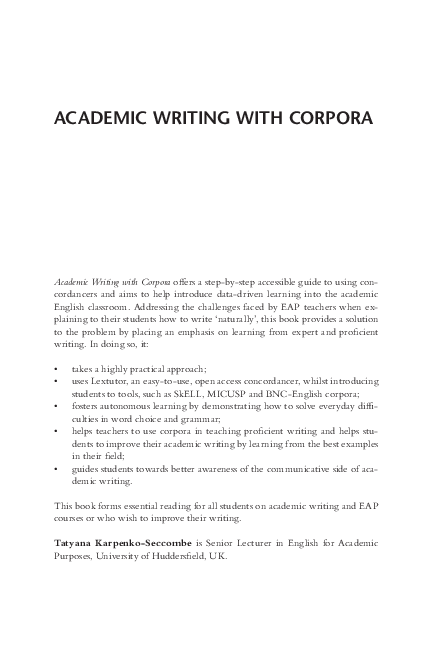 (PDF) Academic Writing with Corpora. A Resorce book for data driven learning.