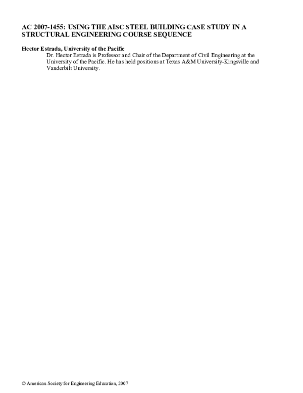 (PDF) Using The Aisc Steel Building Case Study In A Structural ...