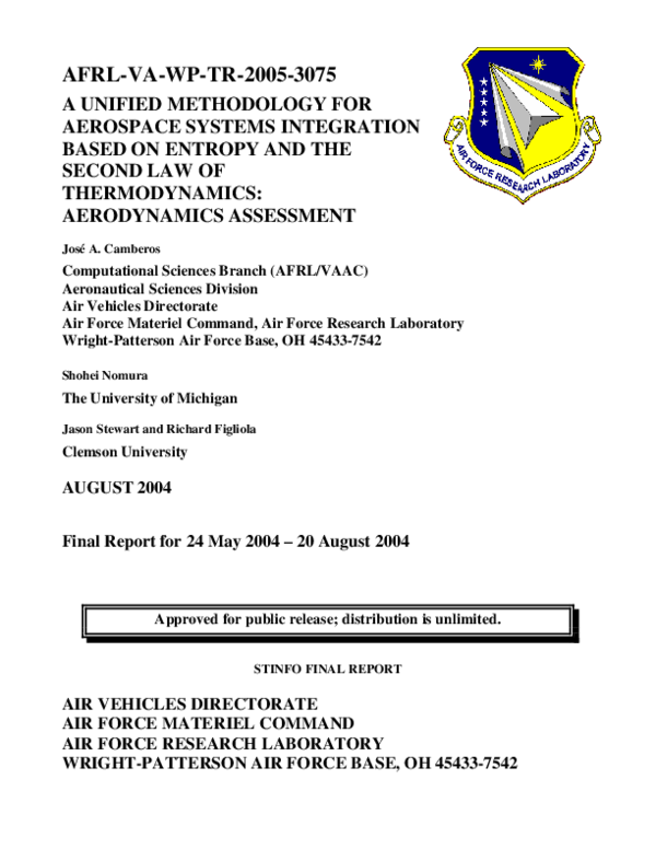 Pdf A Unified Methodology For Aerospace Systems Integration Based On Entropy And The Second