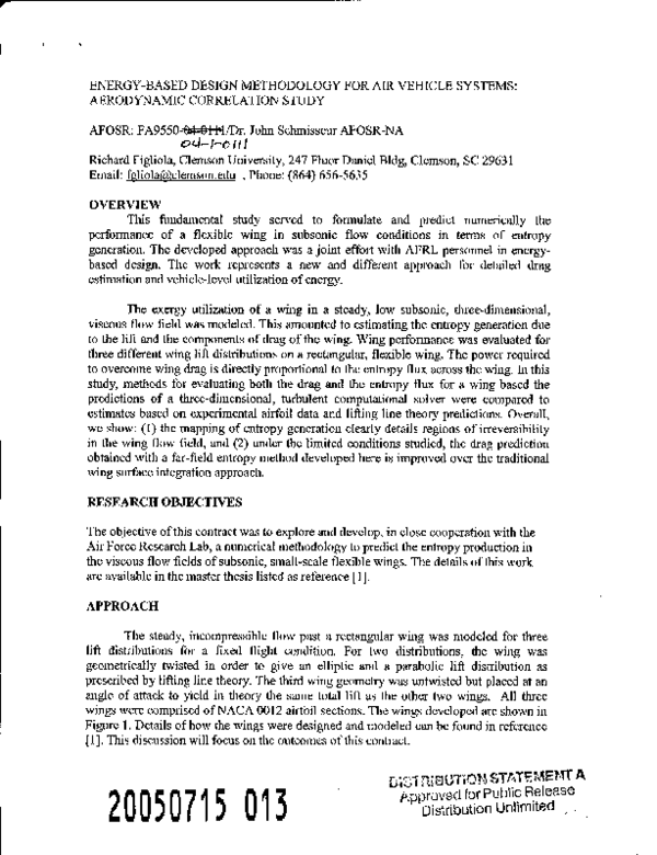 (PDF) Energy-Based Design Methodology for Air Vehicle Systems: Aerodynamic Correlation Study ...