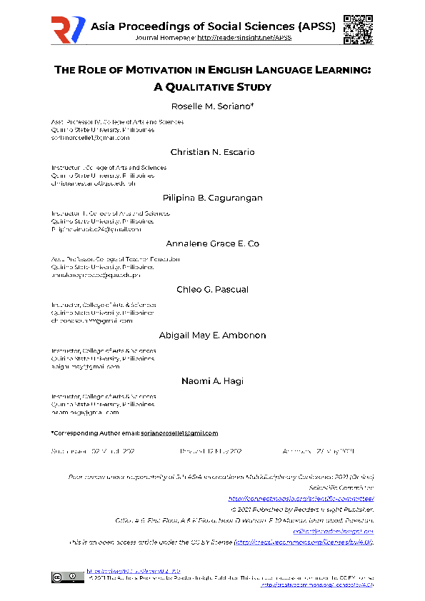 (PDF) The Role of Motivation in English Language Learning: A ...