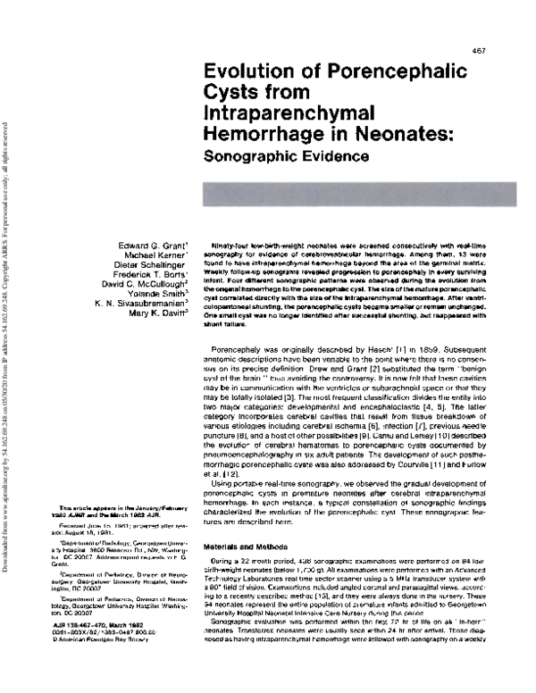 (PDF) Evolution of porencephalic cysts from intraparenchymal hemorrhage ...