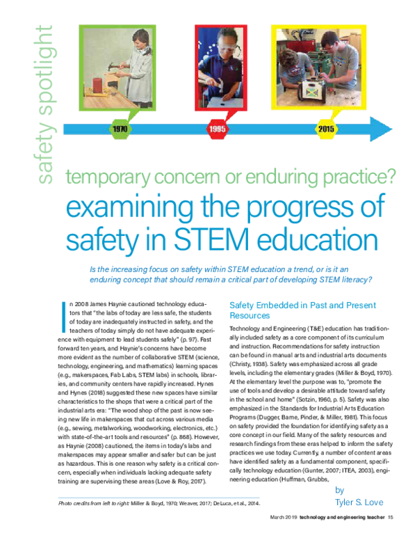 (PDF) STEM education safety: Temporary concern or enduring practice ...