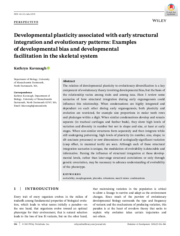 (PDF) Developmental plasticity associated with early structural ...