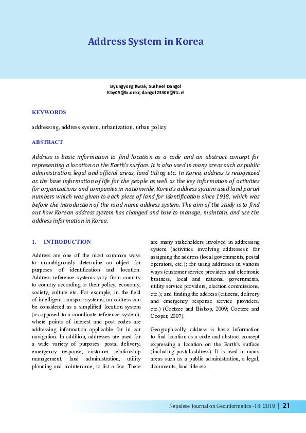 (PDF) Address System in Korea